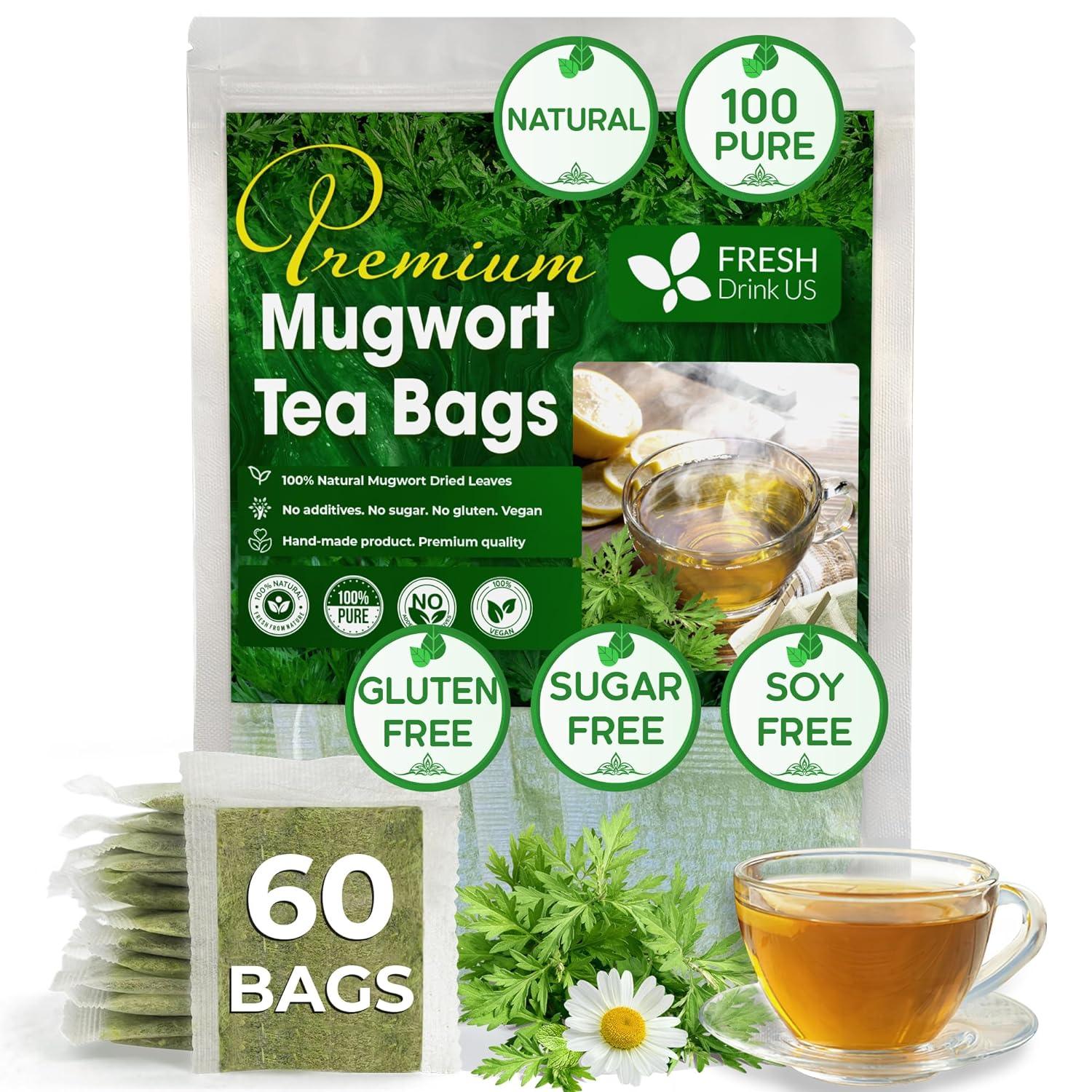 Mugwort Leaf Tea Bags, 100% Natural and Pure, Loose Leaf Mugwort Herbal Tea