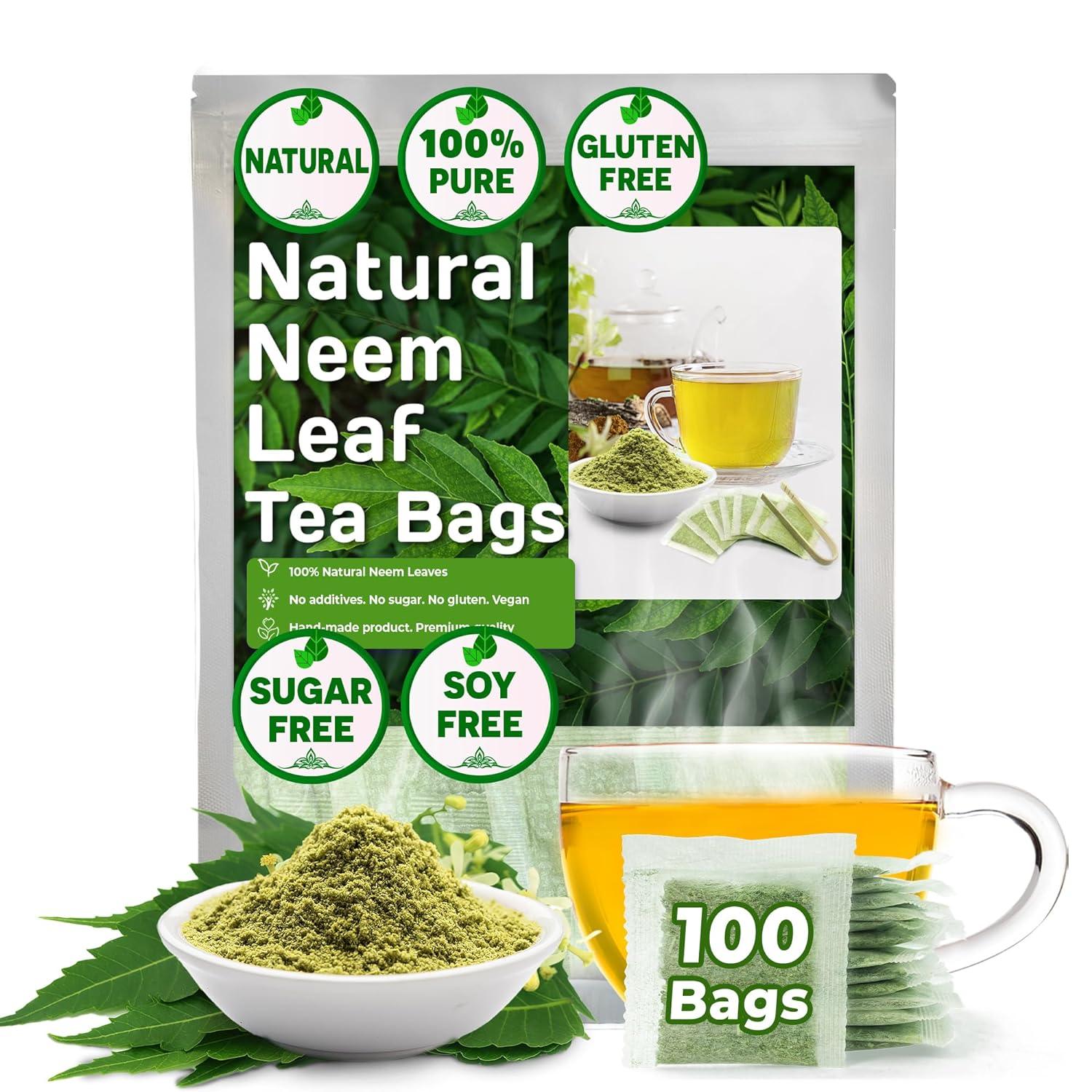 Neem Leaf Tea Bags, 100% Natural and Pure, Loose Leaf Neem Herbal Tea ...